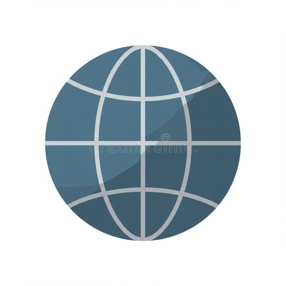 A Blue Spherical Icon with a Grid Pattern Representing a Globe or World ...