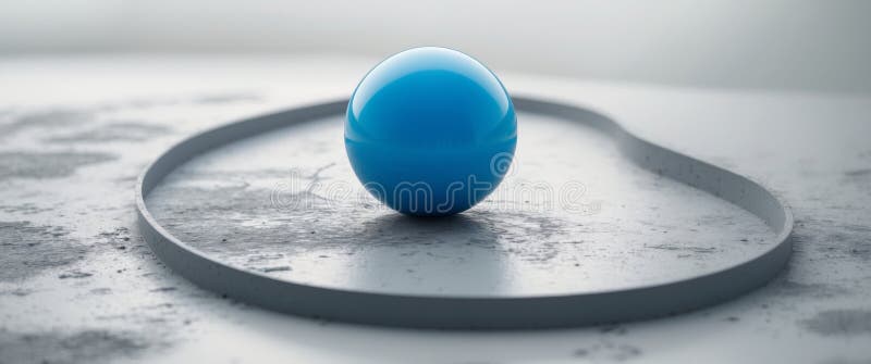 A Blue Spherical Object Sits Centered on Textured Surface Stock Photo ...