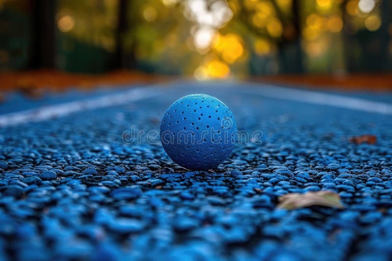 Blue Perforated Ball on Blue Pebbles Path in Autumn Stock Illustration ...