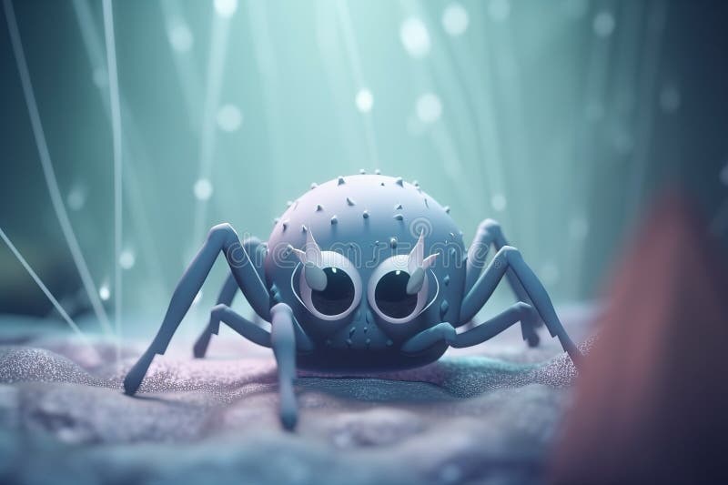 A Blue Spider Sitting on Top of a Sandy Beach Next To a Blue Umbrella ...