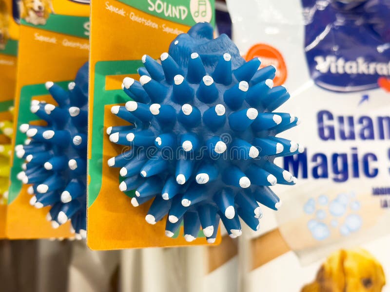 Blue Spiky Dog Toy with Sound for Interactive Play Editorial ...