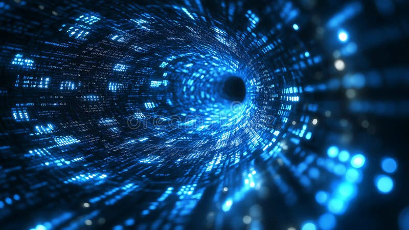Digital Binary Tunneling - Future Programming Technology 2025 Stock Illustration - Illustration ...