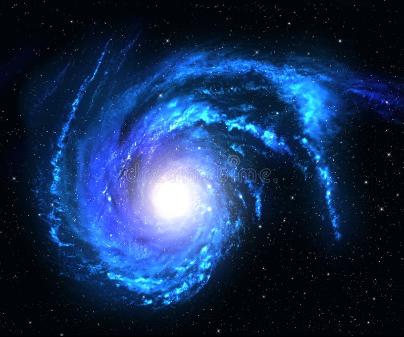 Blue spiral galaxy. stock illustration. Illustration of comet - 30625475