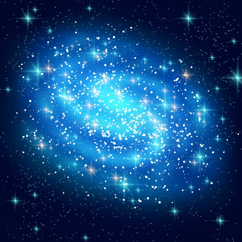 Blue Spiral Galaxy with Shining Stars Stock Vector - Illustration of ...