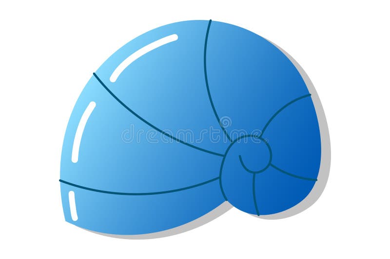 Blue Spiral Nautilus Shell Illustration with Glossy Finish Stock Vector ...