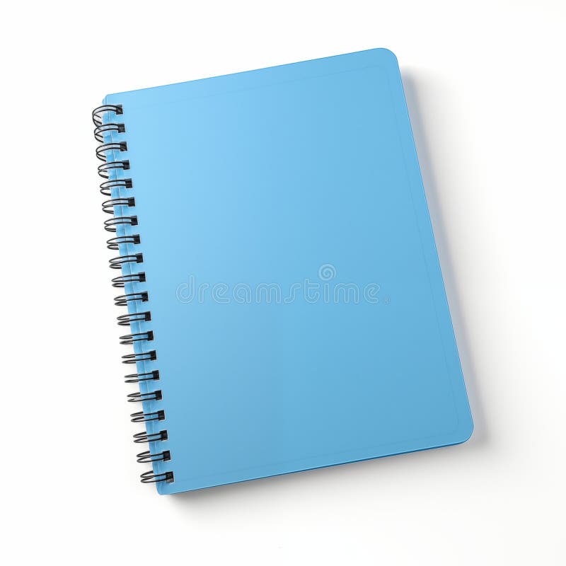 Blue Spiral Notebook on White Background Top View Stock Illustration ...