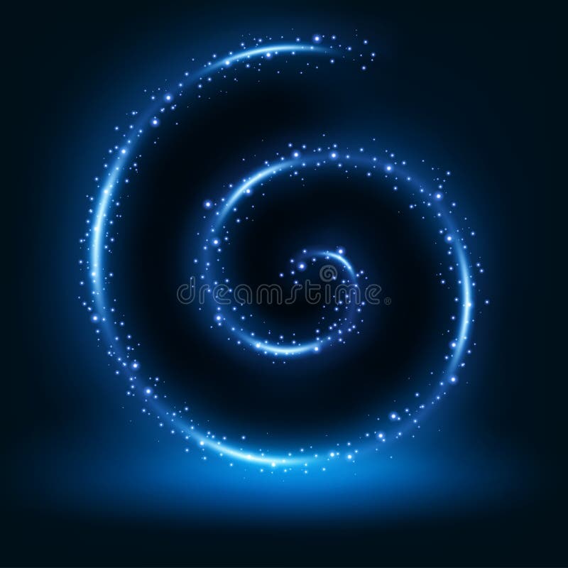 Blue Spiral Particle Trail Background Stock Vector - Illustration of ...