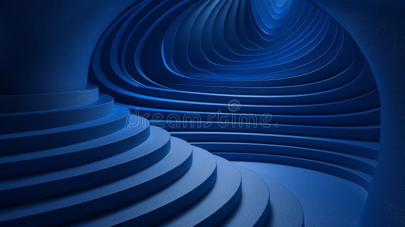 A Blue Spiral Staircase with a Curved Wall in the Background, AI Stock ...