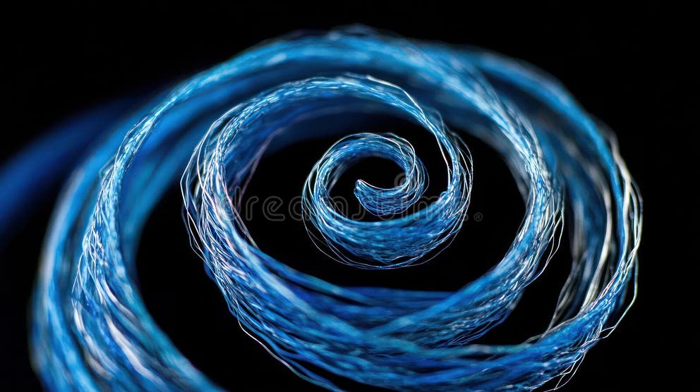 Blue Spiral String, Thin Curly Abstract Line Stock Illustration ...