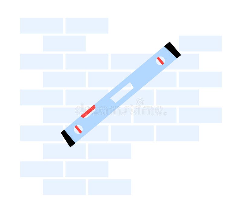 Spirit Level on Brick Wall in Flat Vector Illustration Symbolizing ...