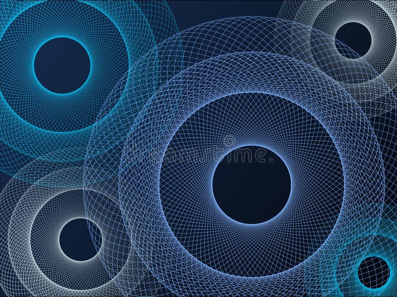 Blue Spirograph Circles Background. Overlapping Spirographs on Dark ...