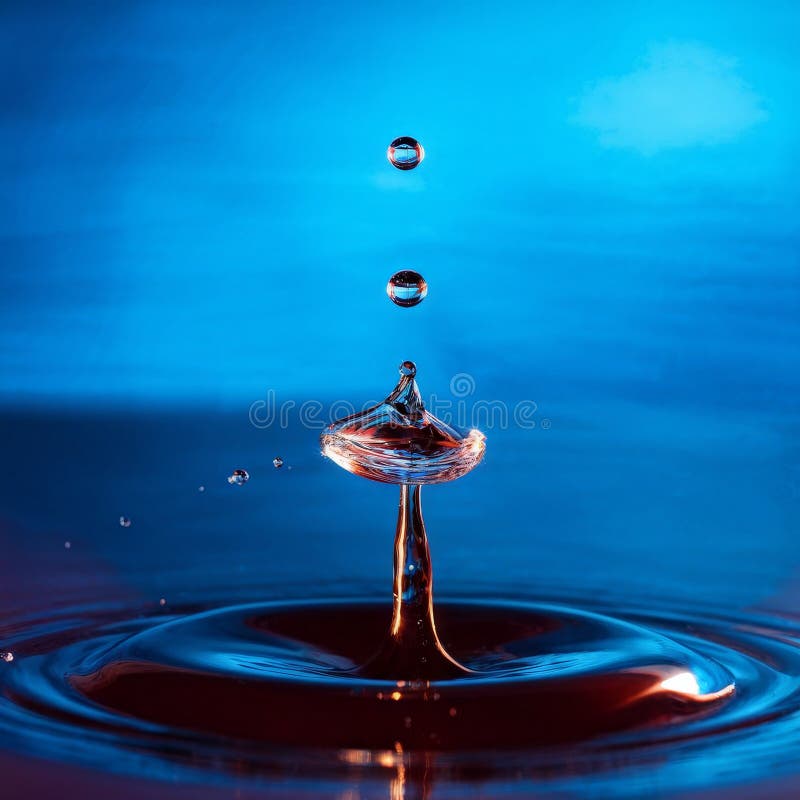 Blue Splash of Water and Falling Drop Stock Image - Image of color ...