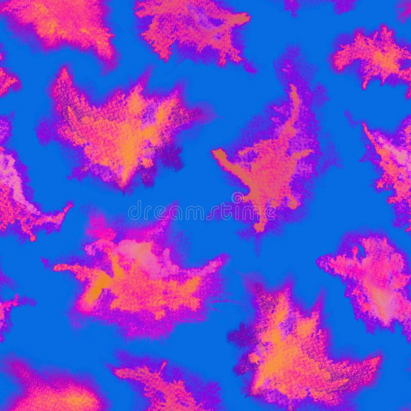 Blue Splashes Pattern. Watercolor Abstract Seamless Pattern. Background ...