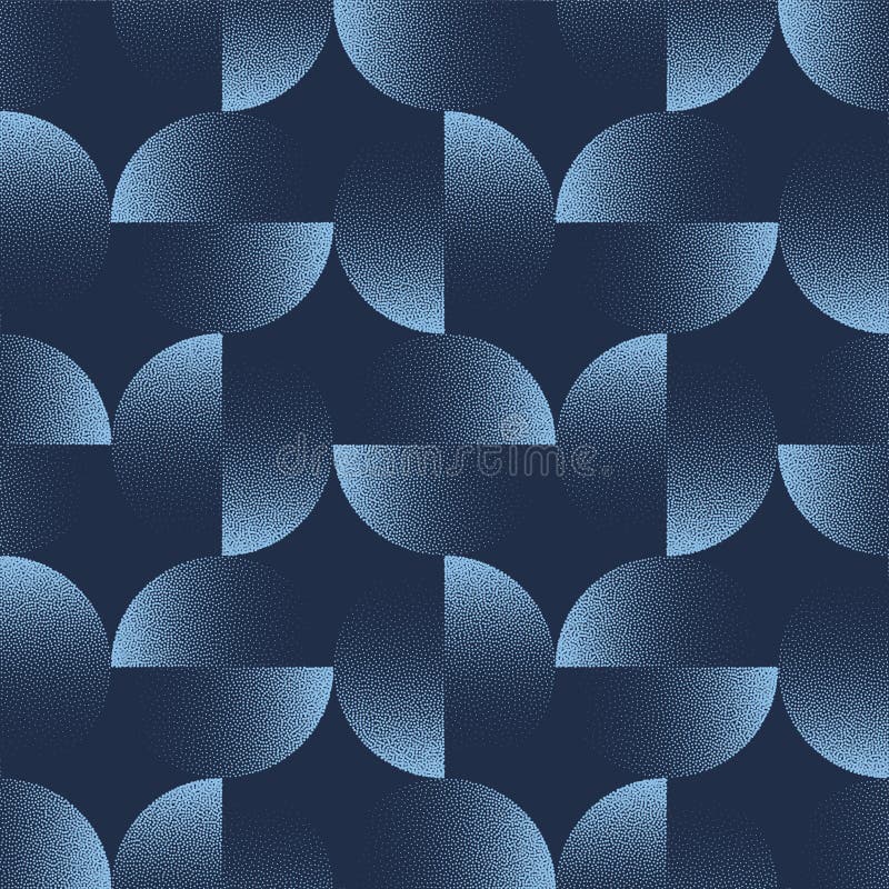Blue Split Circles Geometrical Seamless Pattern Trend Vector Abstract ...