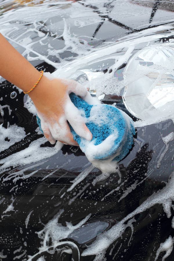 Blue Sponge the Car for Washing Stock Photo - Image of industry ...