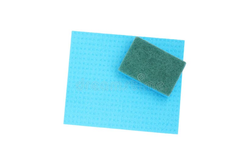 Blue Sponge and Cloth for Cleaning. Stock Image - Image of rinse ...