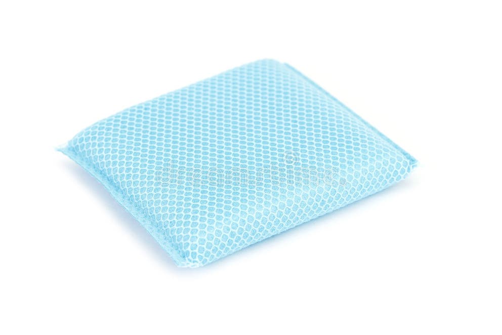Blue Sponge with Net for Dish Cleaning Stock Image - Image of yellow ...