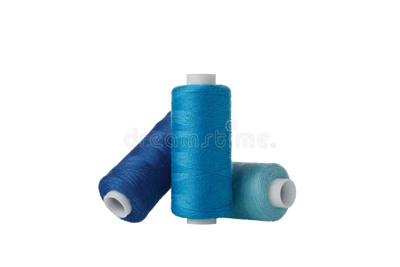 Blue Spool of Sewing Thread Isolated on White Background Stock Photo ...
