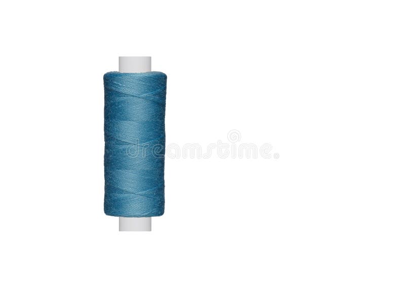 Blue Spool of Sewing Thread Isolated on White Background Stock ...
