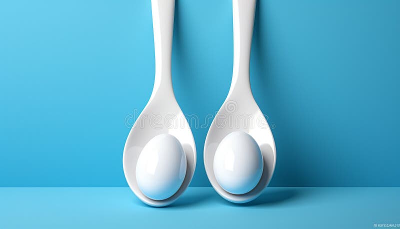 Blue Spoon on Clean Table, Symbol of Empty Meal Generated by AI Stock ...