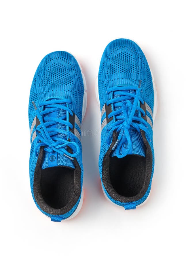 Blue Sport Shoes Isolated on White Stock Photo - Image of pair, casual ...