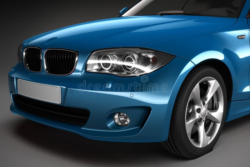 Blue Sports car. 3d render stock illustration. Illustration of front ...
