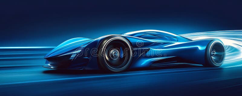 A Blue Sports Car on Blue Background. Generative AI. Stock Illustration ...