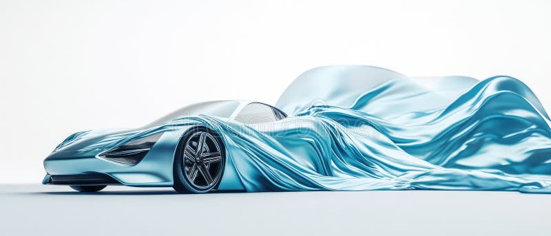 "SPORTS CAR UNDER FLOWING CLOTH in BLUE" Stock Illustration ...