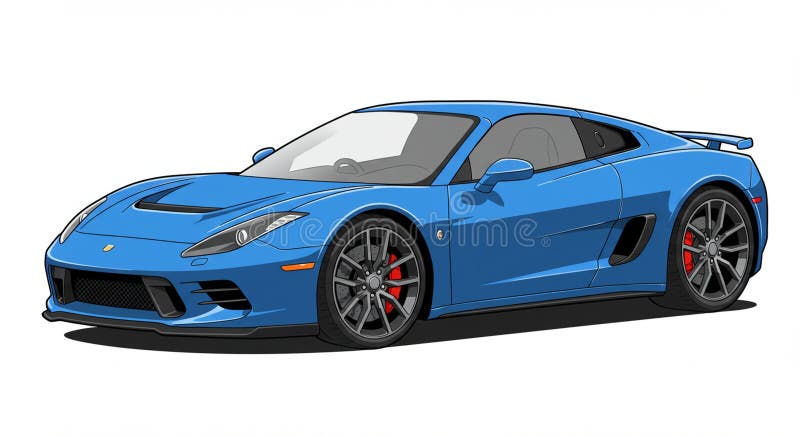 Blue Sports Car with a Sleek, Aerodynamic Design. Features Include a ...