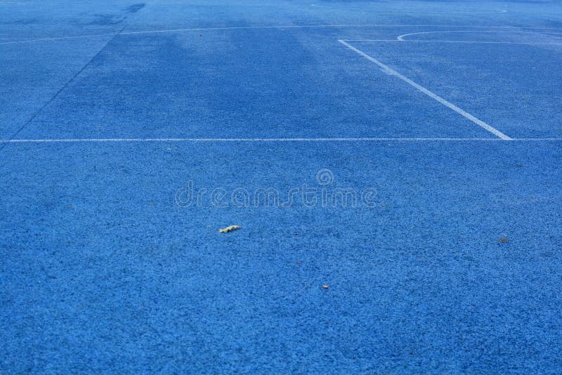 Blue Sports Field Coating with White Lines Stock Photo - Image of white ...