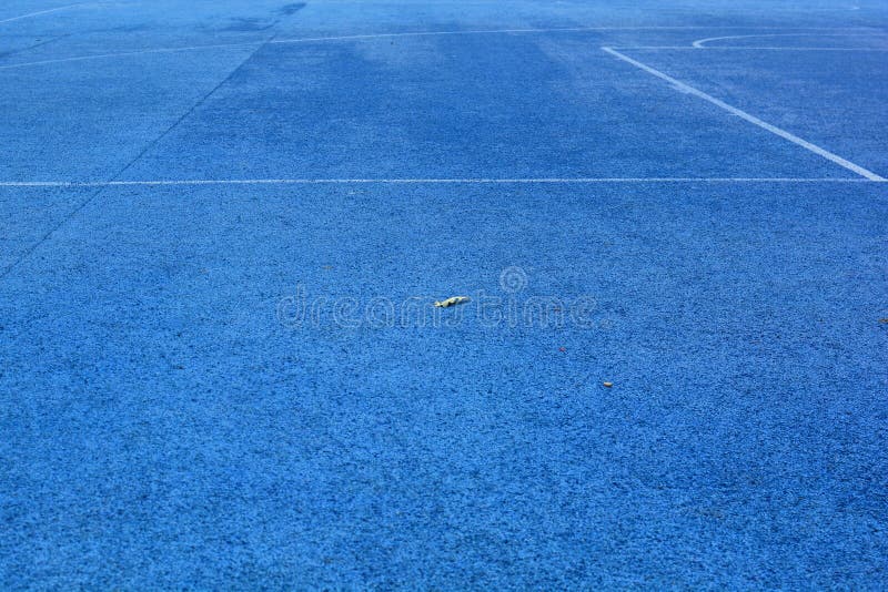 Blue Sports Field Coating with White Lines Stock Photo - Image of ...