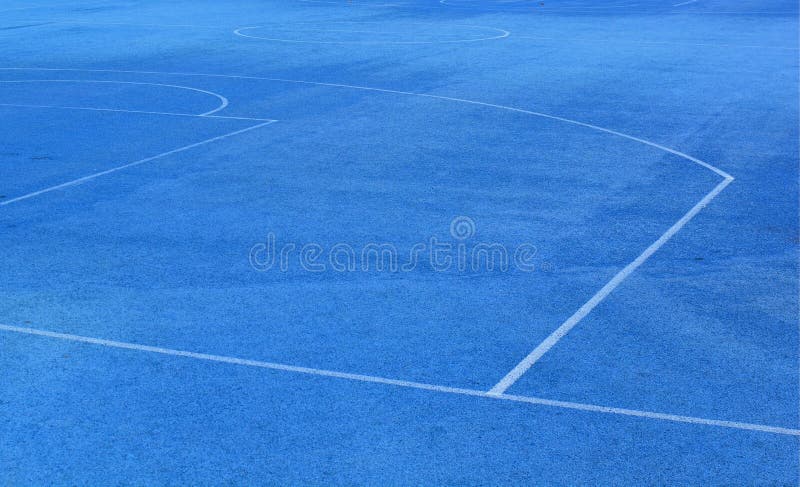 Blue Sports Field Coating with White Lines Stock Photo - Image of ...