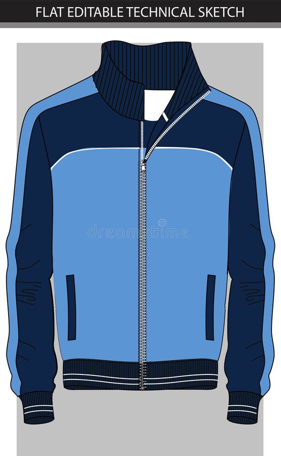 Blue Sports Jacket Colourful Flat Sketch Vector File. Stock ...