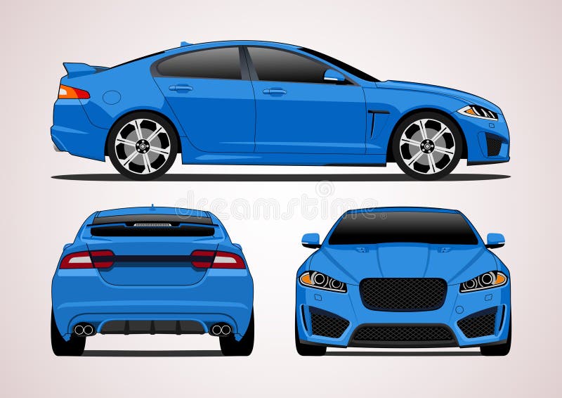 Blue sports sedan.cdr stock vector. Illustration of vector - 216773918