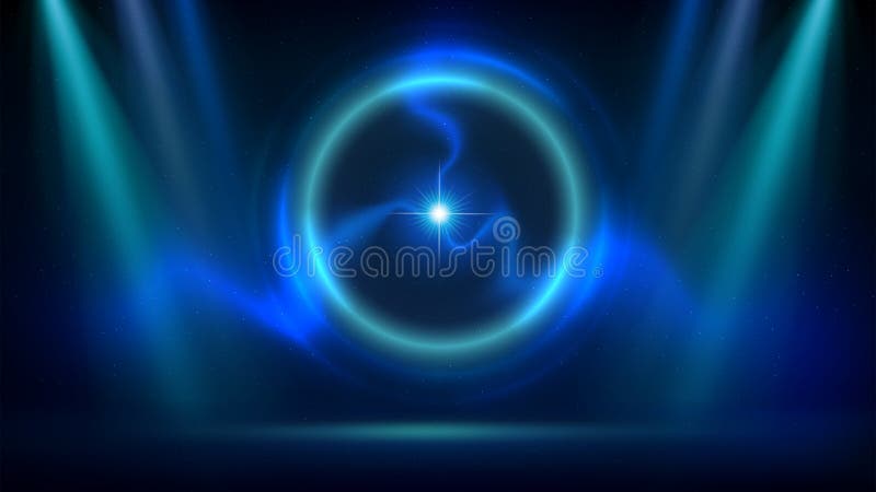 Blue Spotlight Backdrop. Science Experiment. Stage, Blue Cyan Circular ...