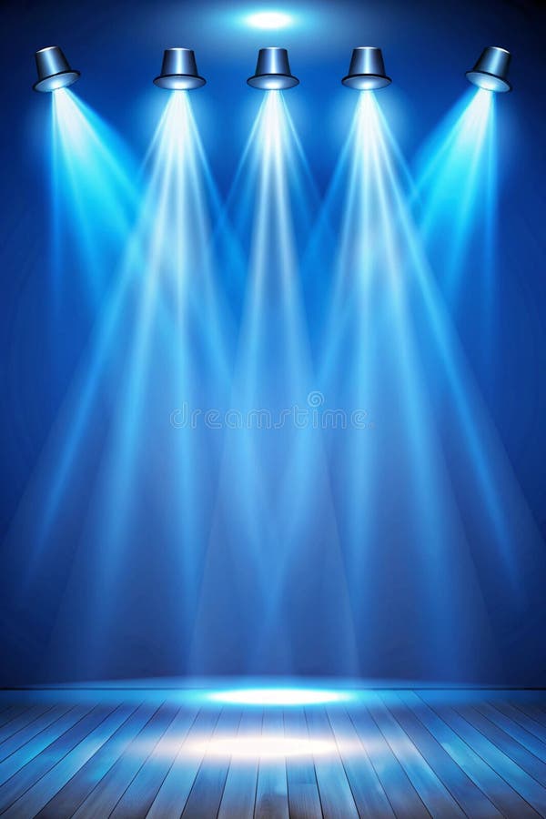 Blue Spotlight Background with Lamps Stock Illustration - Illustration ...