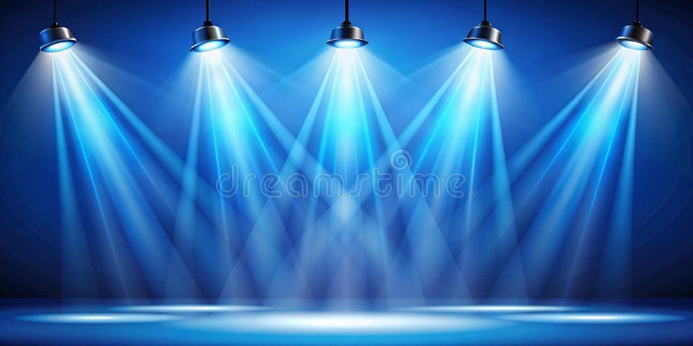 Blue Spotlight Background with Lamps Stock Illustration - Illustration ...