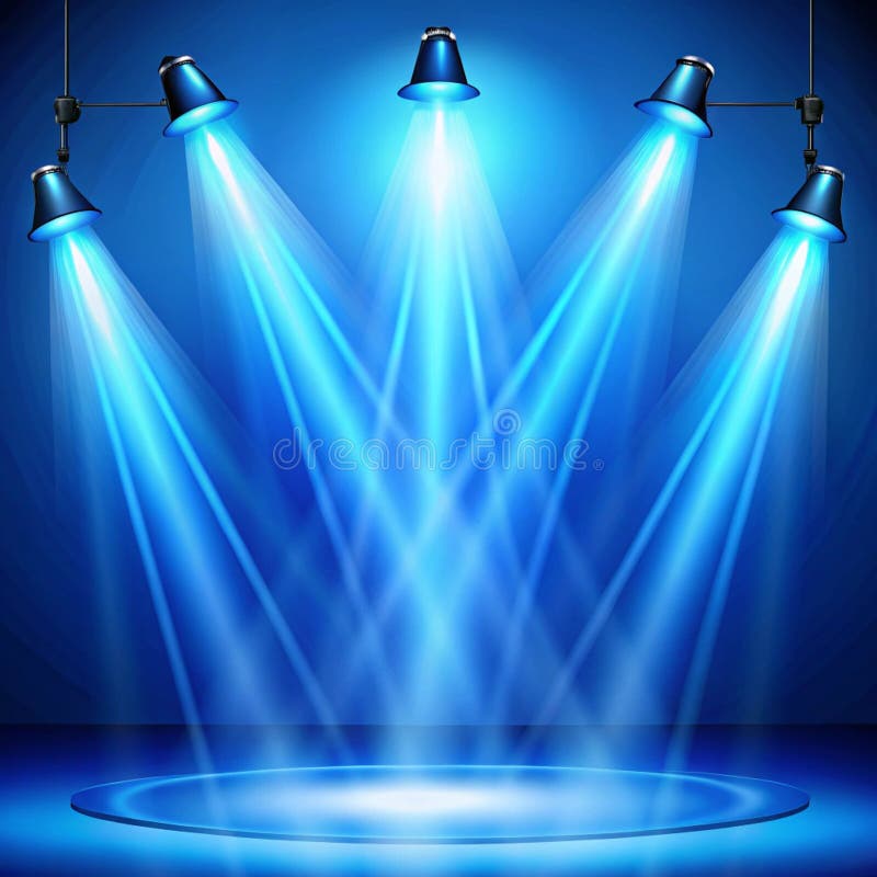 Blue Spotlight Background with Lamps Stock Illustration - Illustration ...