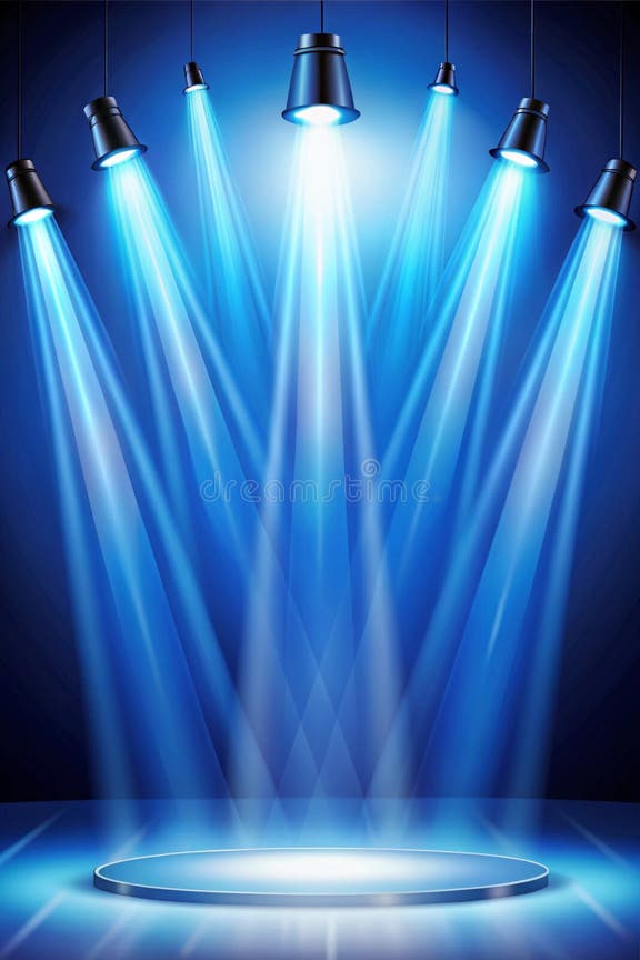 Blue Spotlight Background with Lamps Stock Illustration - Illustration ...