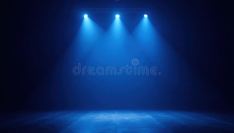 Blue Spotlight on Dark Stage, Ready for Performance, Empty Stage ...