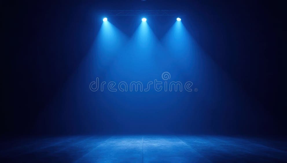 Blue Spotlight on Dark Stage, Ready for Performance, Empty Stage ...