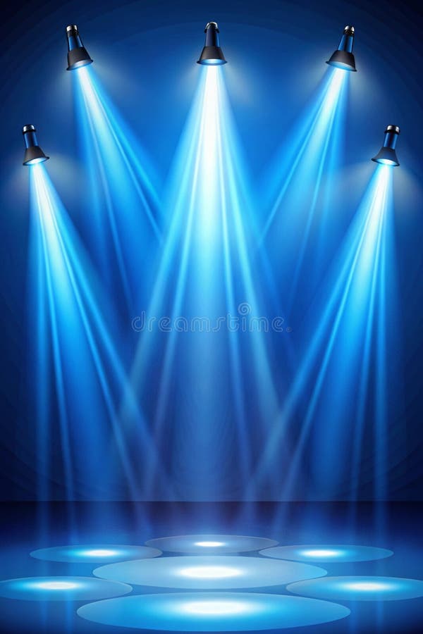 Blue Spotlight Background with Lamps Stock Illustration - Illustration ...