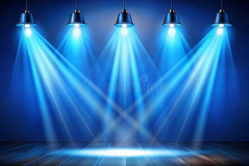 Blue Spotlight Background with Lamps Stock Illustration - Illustration ...