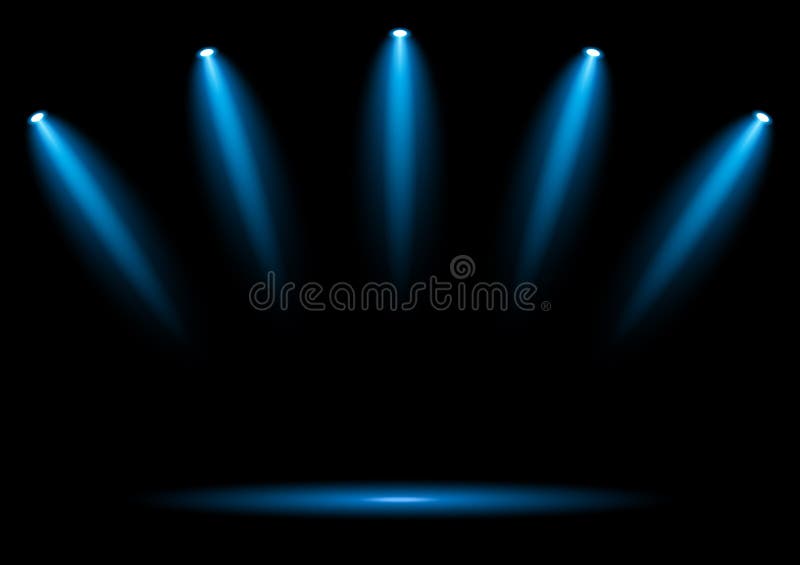 5 Blue Spotlights on Dark Background Stock Vector - Illustration of ...