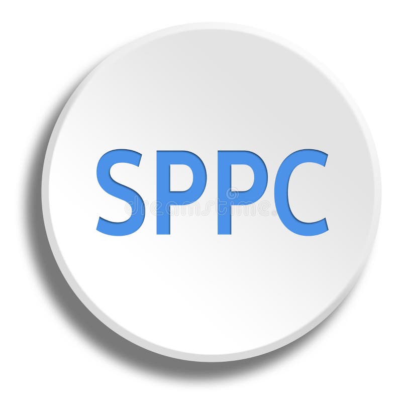 Blue Sppc in Round White Button with Shadow Stock Illustration ...