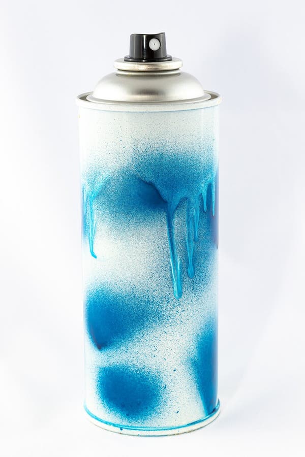 Blue Spray Paint Can on White Background Stock Image - Image of ...