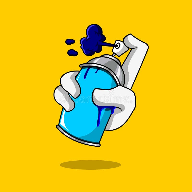 Blue Spray Paint Graffiti Can Held by a Cartoon Stock Vector ...