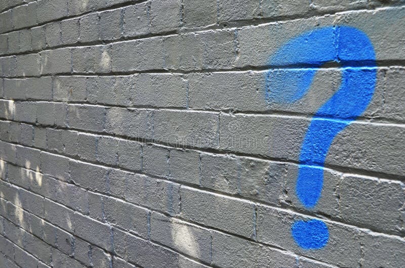 Question Mark Sign Painted on Brick Wall Stock Photo - Image of doubt ...