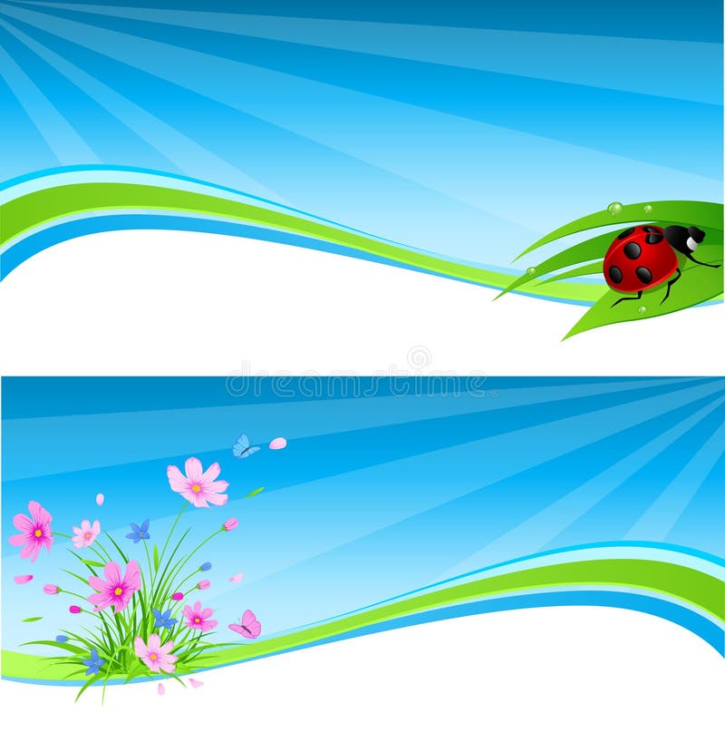Blue spring banner stock vector. Illustration of floral - 19342428