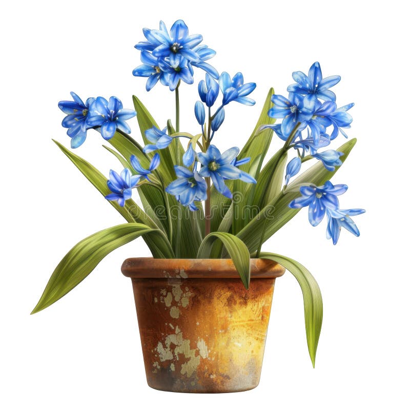 Blue Spring Flowers in a Rustic Terracotta Pot Stock Photo ...